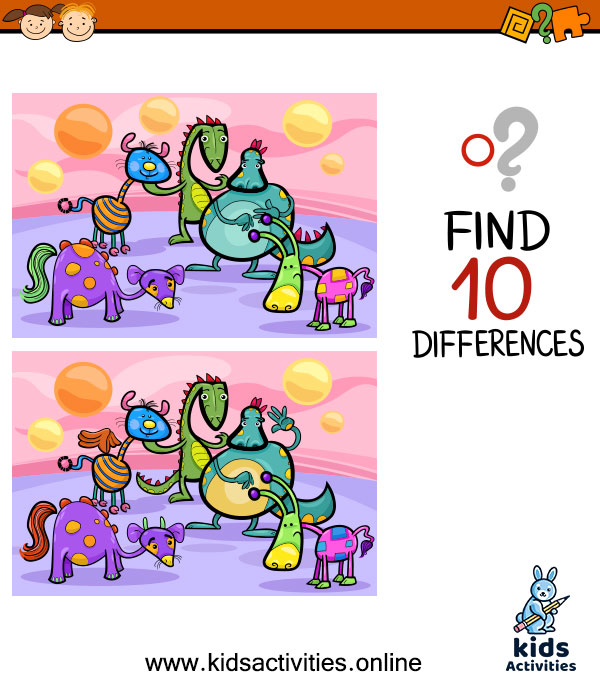 Spot the 10 differences between the two pictures ⋆ Kids Activities