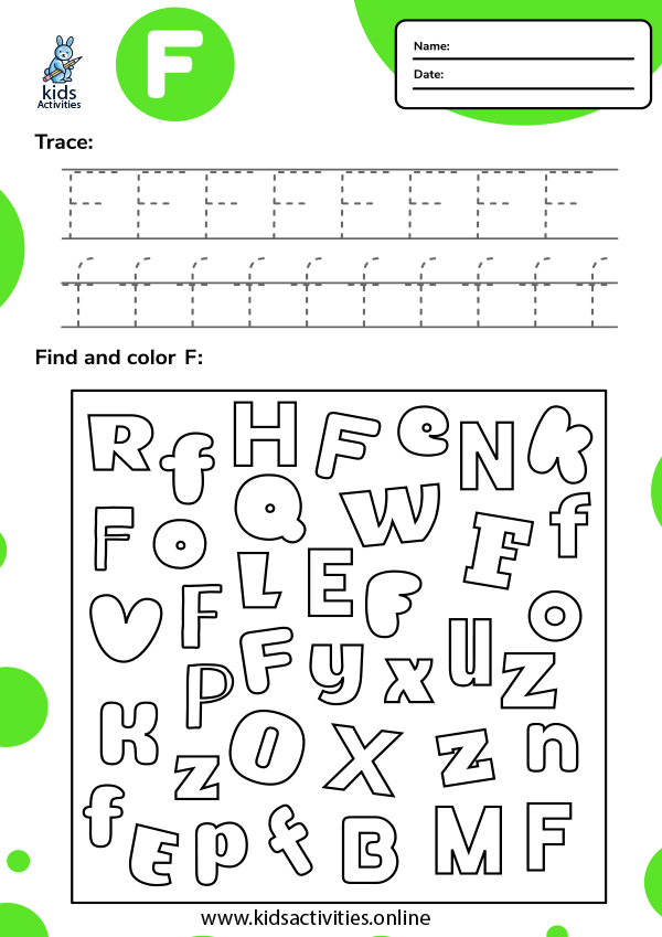Free!- Printable Letter F f Tracing Worksheets ⋆ Kids Activities
