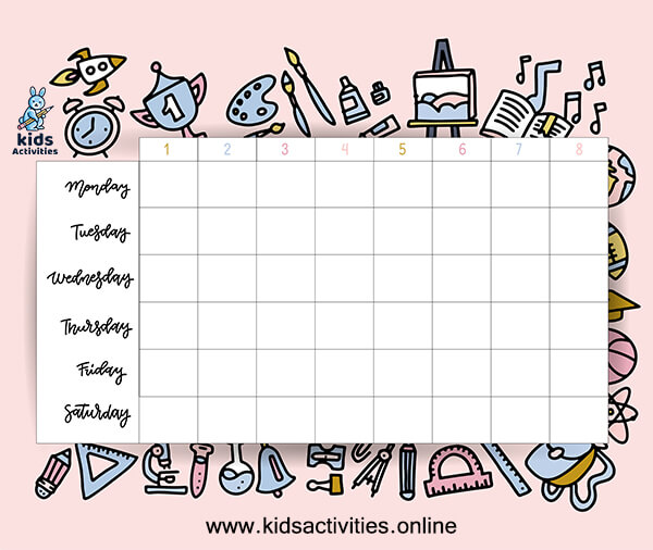 Daily School Scheduling Template Free ⋆ Kids Activities
