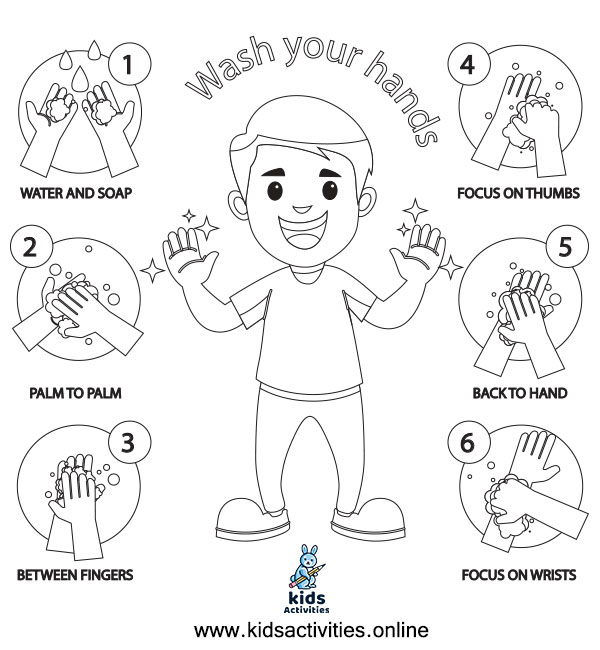 Free ! wash your hands coloring pages ⋆ Kids Activities