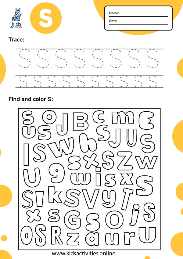 Free!- Printable Letter S s Tracing Worksheets ⋆ Kids Activities