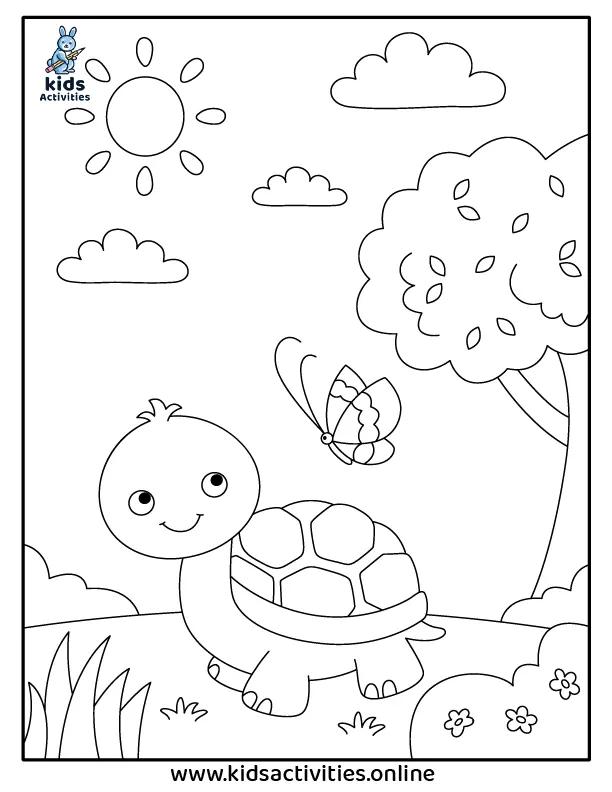 Free Cute turtle coloring pages for kids, Printable PDF ⋆ Kids Activities