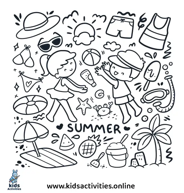 10+ Free Printable Summer Coloring Pages ⋆ Kids Activities