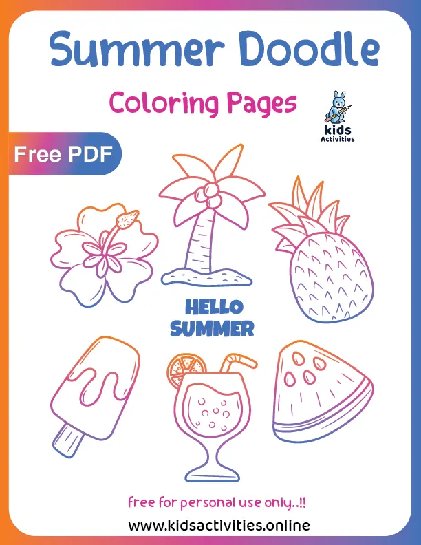 10+ Free Printable Summer Coloring Pages ⋆ Kids Activities