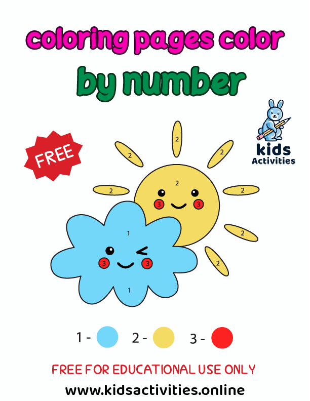 FREE! 10 CUTE Coloring Pages Color by Number ⋆ Kids Activities