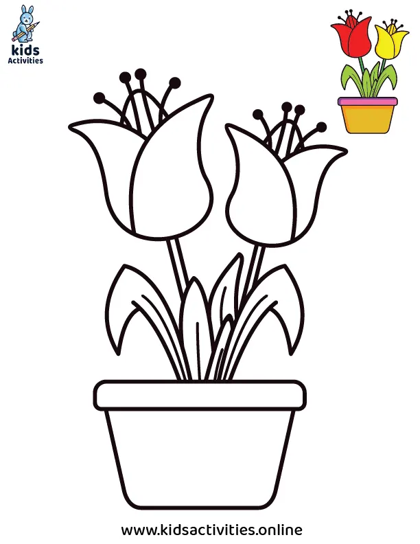 10+ Beautiful Free Coloring Pages of Flowers for Kids ⋆ Kids Activities